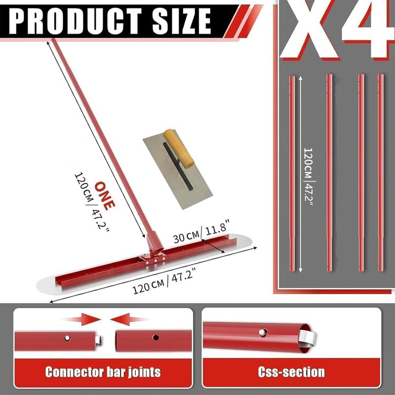 48''x12'' Concrete Bull Float Kit, Concrete Float with 4 Extendable ...