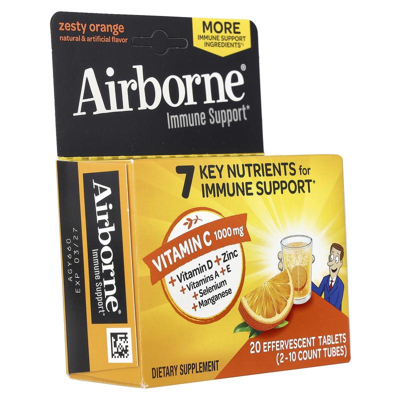 AirBorne Immune Support Supplement, Zesty Orange, 2 Tubes, 10 ...