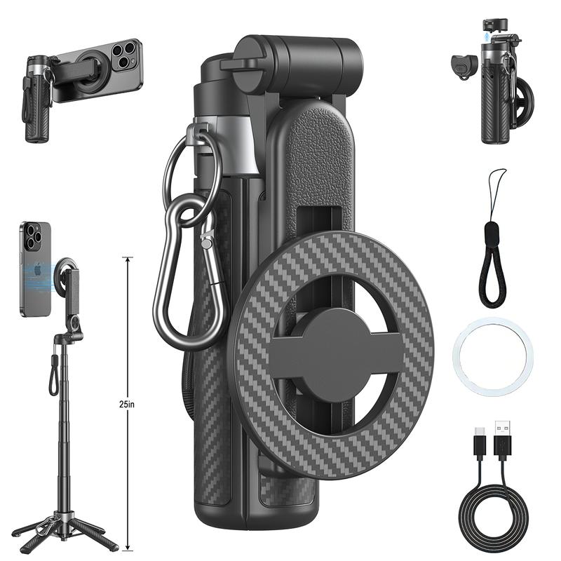 2026 Upgraded 4-in-1 Magnetic Selfie Stick: 25in Extended Length ...