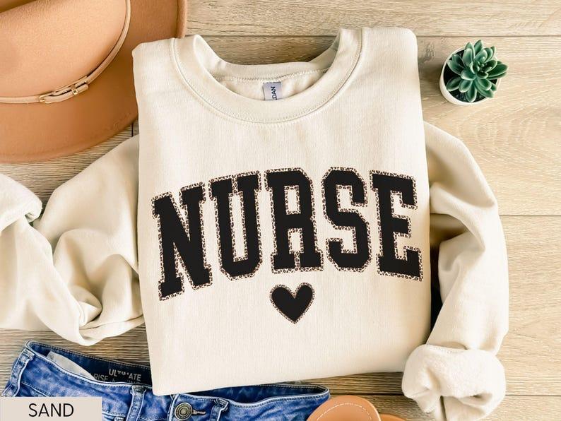 Gildan Leopard Nurse Sweatshirt, RN Nurse Crewneck, Nurse Graduation ...