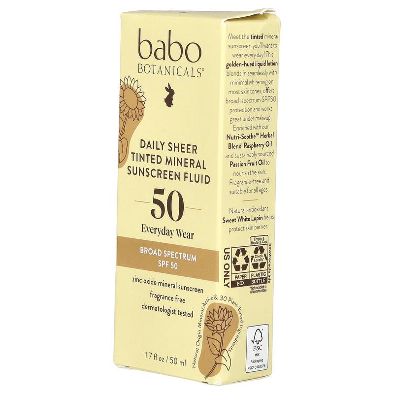 Babo Botanicals Daily Sheer Tinted Mineral Sunscreen Fluid, SPF 50 ...