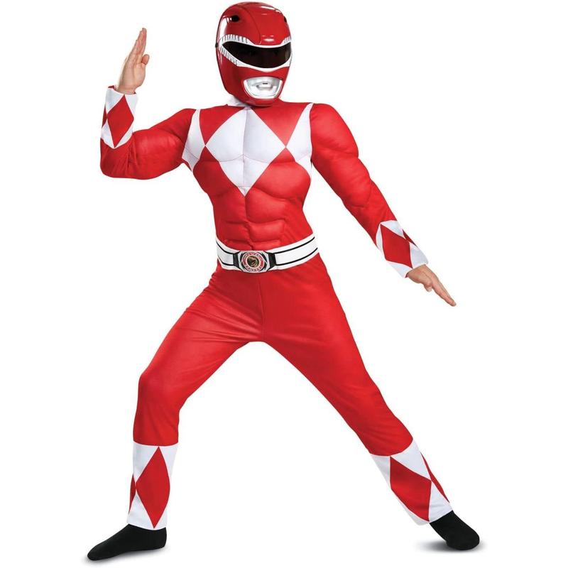 Red Ranger Muscle Costume, Official Power Rangers Costume with Mask ...