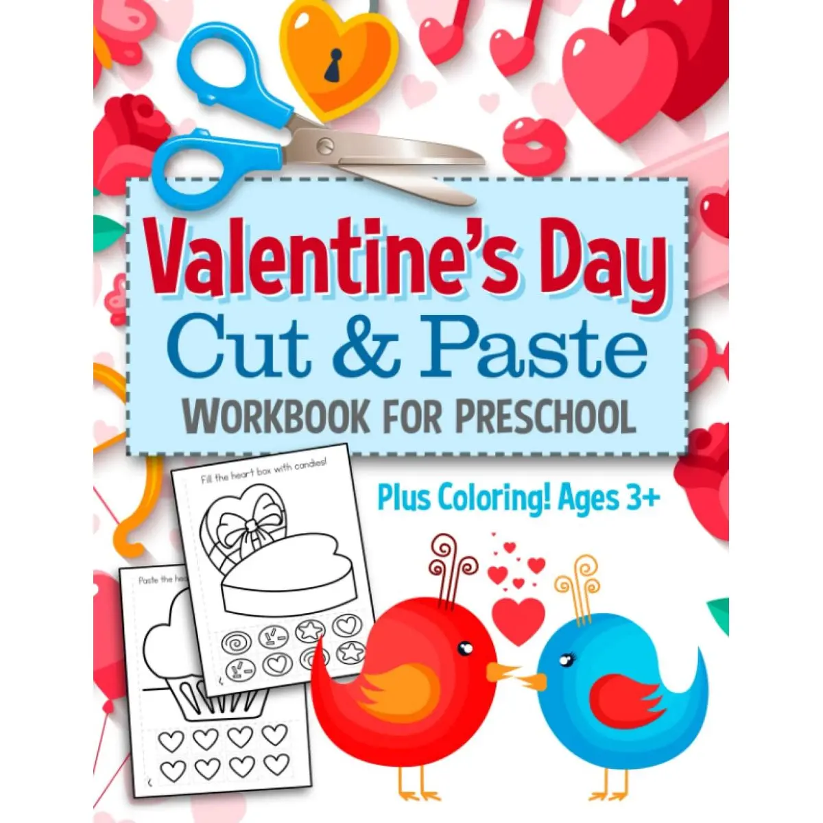 Valentine's Day Cut and Paste Workbook for Preschool: Activity Book for ...