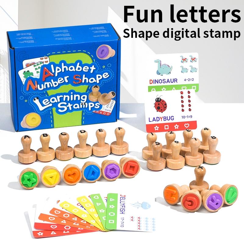 Early Learning Alphabet Stamps, Shape & Number Stamps DIY Early Math ...