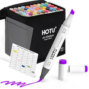 HOTU Dual Tip Alcohol Markers Set – 60/100/120Colors, Fine/Brush ...