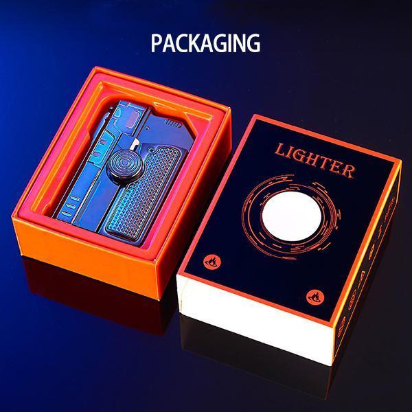 DIY Refillable Metal Lighter, Gun-shaped lighter, Foldable Rotatable ...