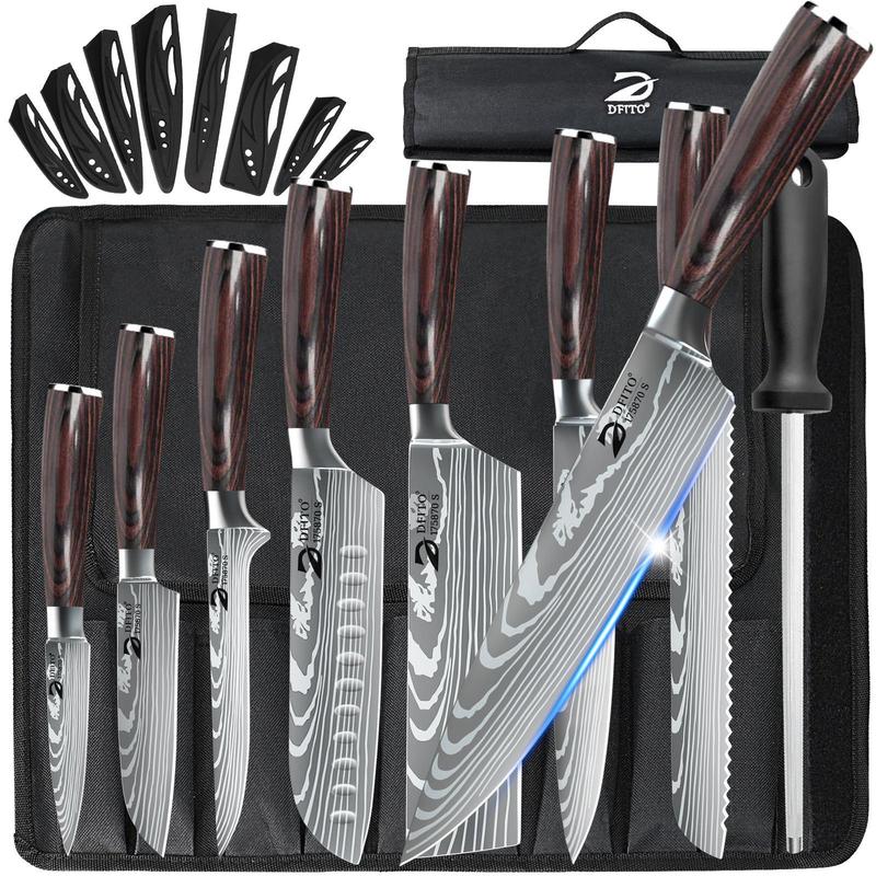 9PCS Kitchen Knive Set Stainless Steel Japanese Damascus Pattern ...