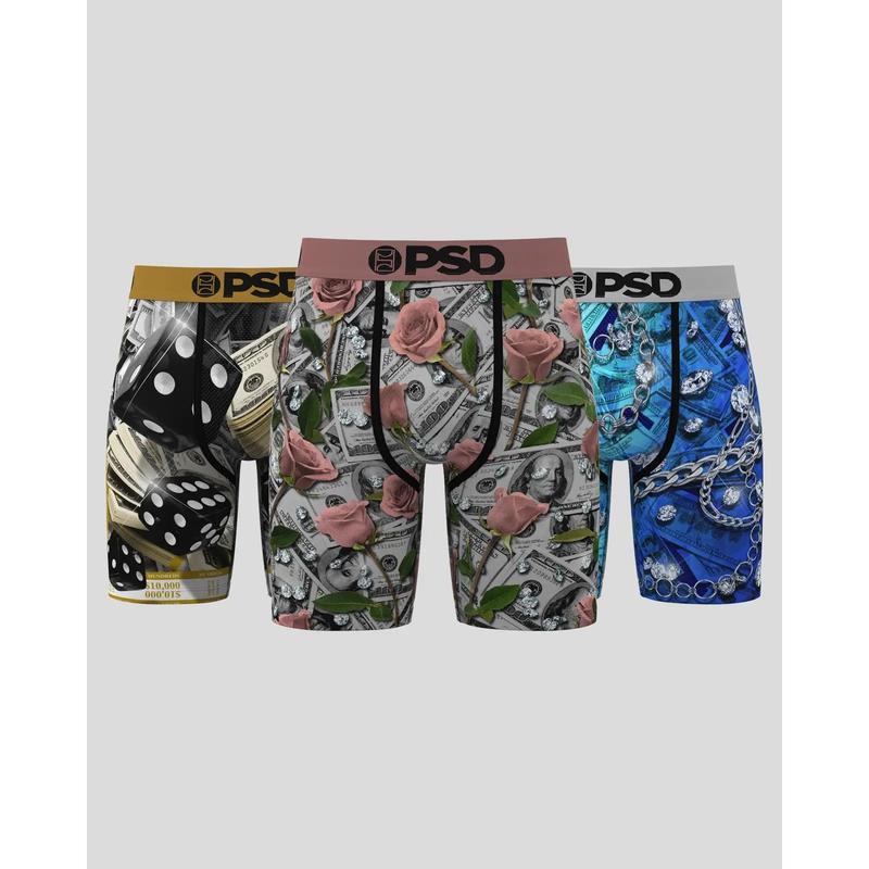 PSD Men's Rose Royale Boxer Brief 3 Pack - Standard Length 7 Inch ...