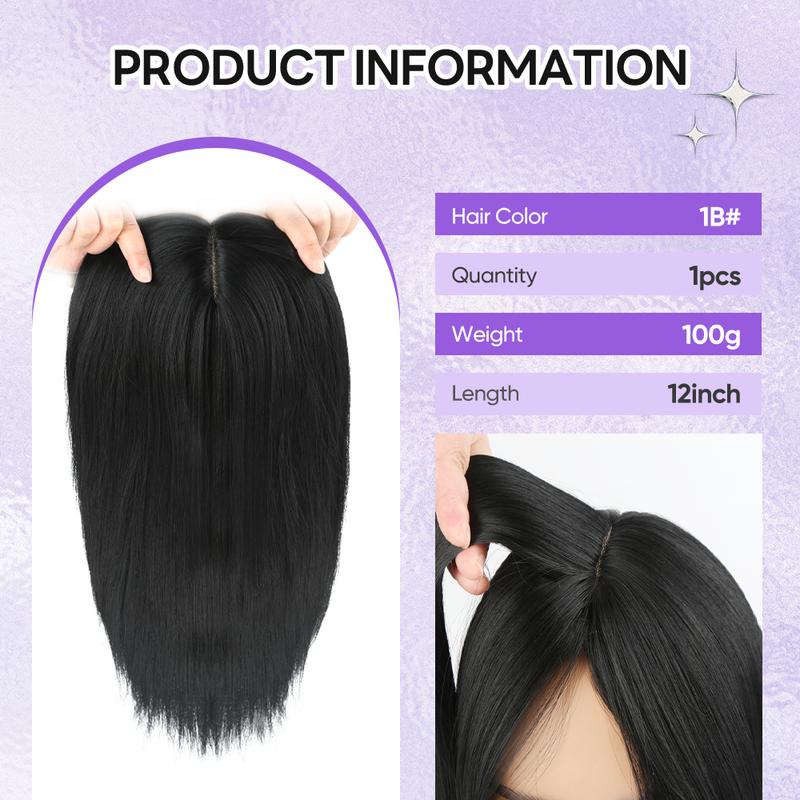 Auvzy Hair Topper 12inch Clip in Synthetic Hair Toppers for Women with ...