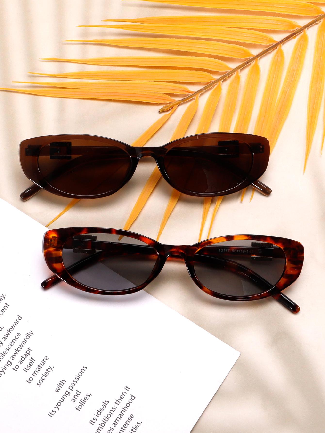 Minimalist Narrow Frame Cat Eye Sunglasses Luxury G Accent UV400 ...