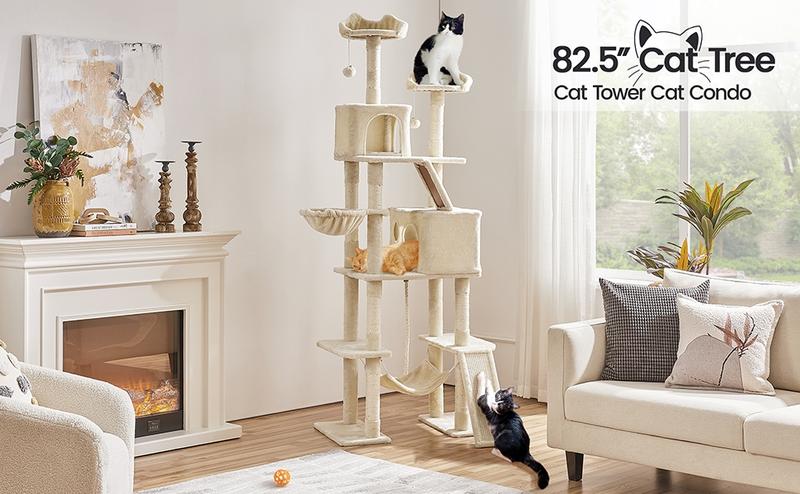 【Valentine Gift】Yaheetech 82.5in Modern Cat Tree Large Tower w/Hammock ...