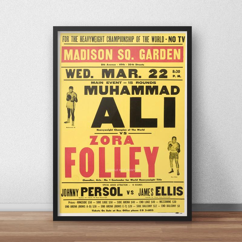 Ali Vs Folley Cassius Clay Vintage Boxing Promo Poster - Classic Fight ...