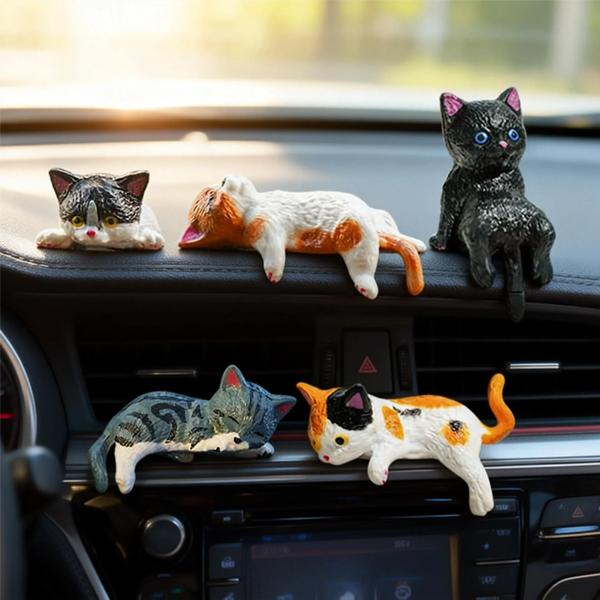 Cute Cartoon Cat Car Dashboard Decoration – 2026 Set of 5 Multi Pose ...