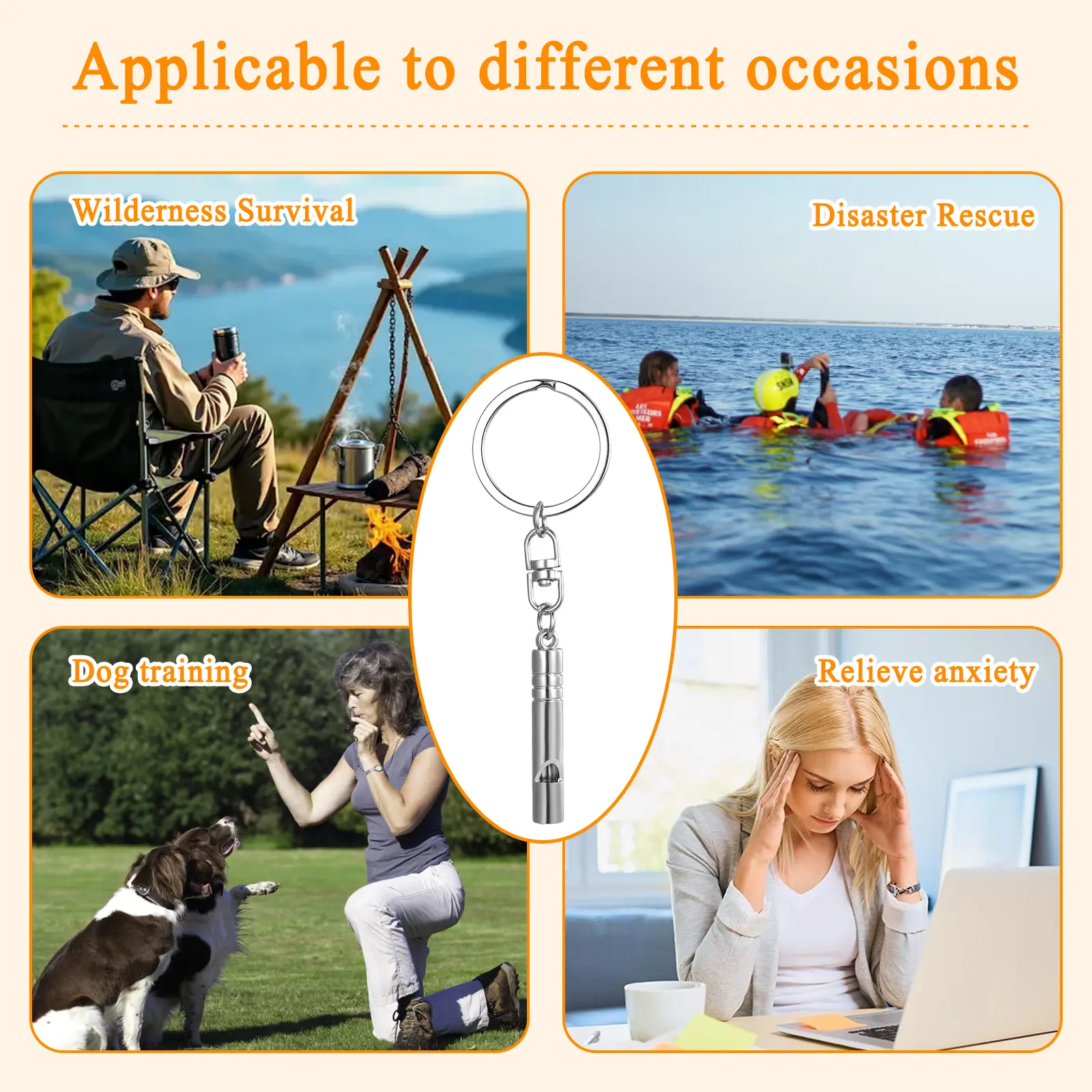 Unisex Survival Whistle Keychain: Stainless Steel Key Chain Loud ...