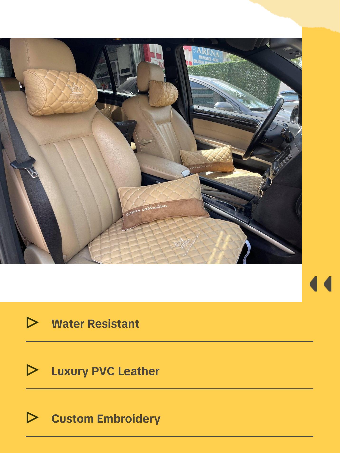 VIP Car Interior Set Tan With Cream Diamond Stitch Pillows - TikTok Shop