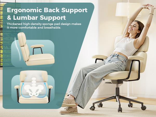 Home Office Desk Chair, Ergonomic Computer Chair with Lumbar Support ...