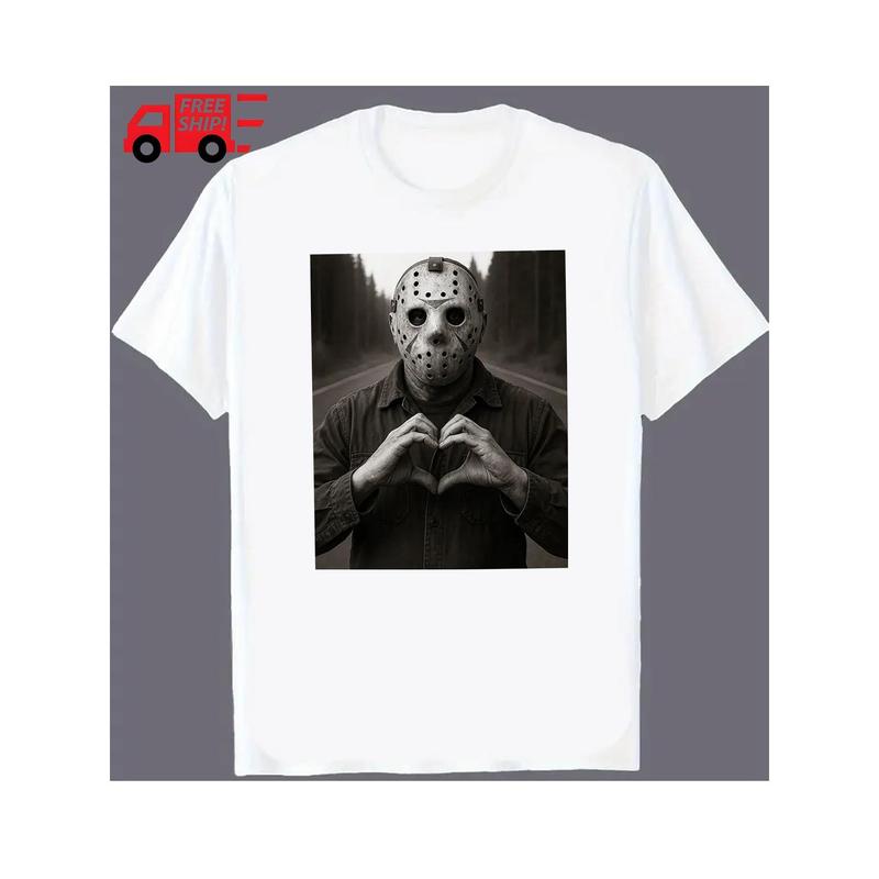 Funny Jason Horror Character Selfie Halloween Meme Tee, Jason Heart ...
