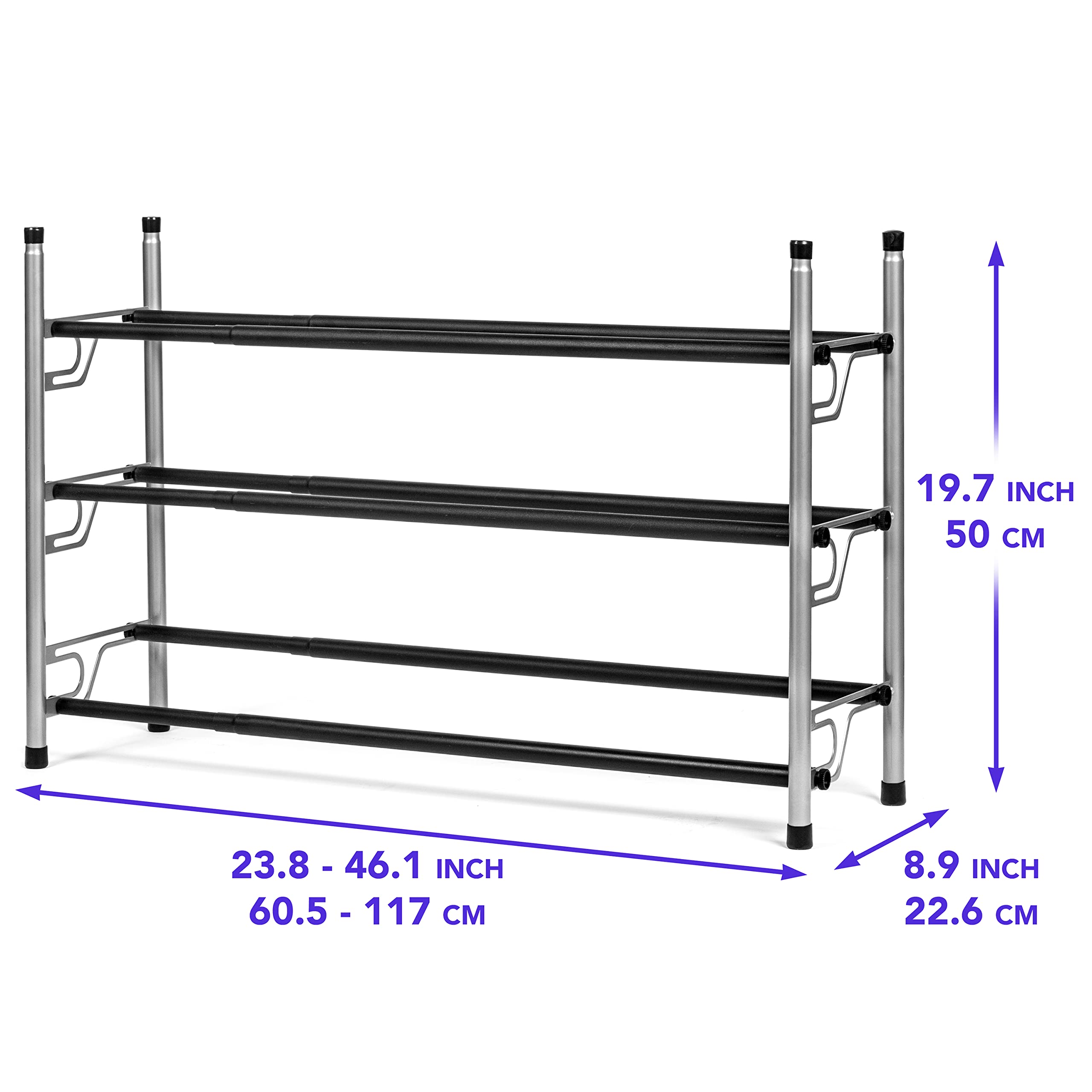 USTECH Shoe Rack 3 Tier Patented Adjustable Storage Organizer ...