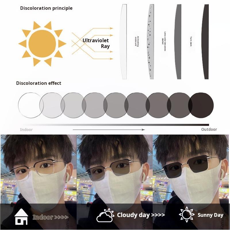 Black & Gold Semi-Rimless Crystal Clear Focus Reading Glasses for Men ...