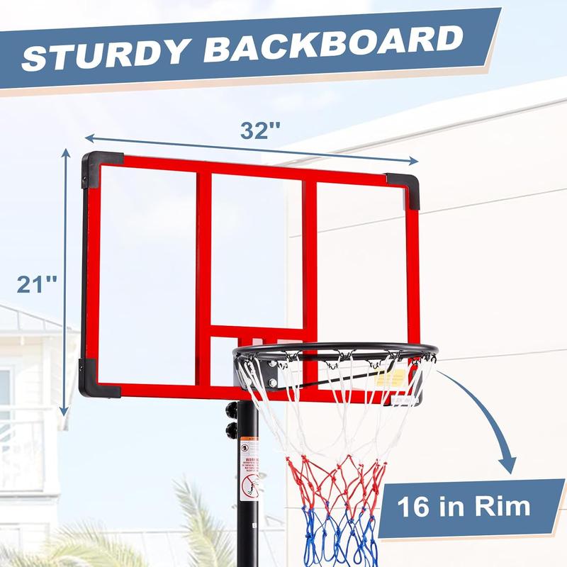 Height Adjustable Basketball Hoop System, Portable Indoor Outdoor ...
