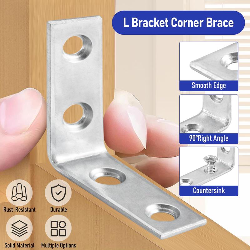 40 Pack L Bracket Corner Braces,Small Metal L Brackets for Wood,1.5 ...