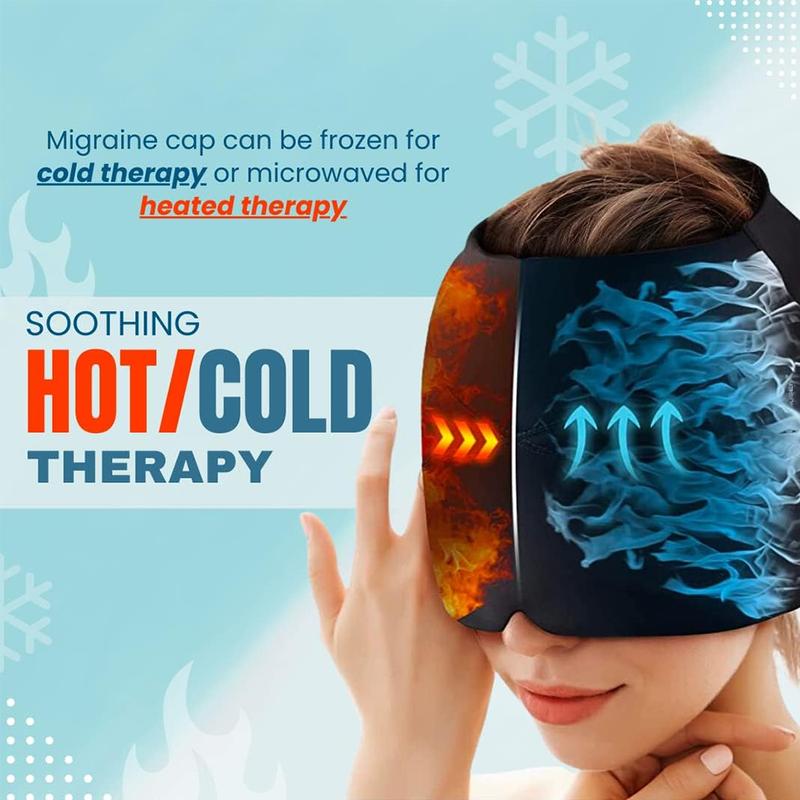 Migraine Relief Cap, Soothing Headache Hat Ice Pack Mask, Face Cold ...