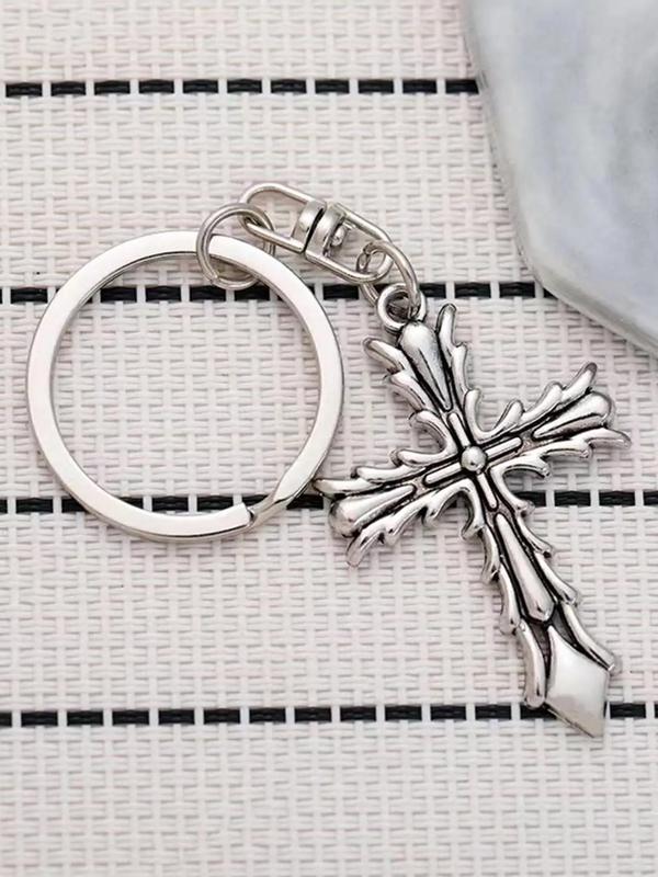 1 Piece Fashion Cross Design Embossed Metal Keychain For Men & Women ...