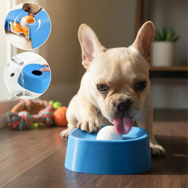 Slow-Feed Liquid Dog Bowls with Rolling Ball, Spill-Resistant Dog Lick ...