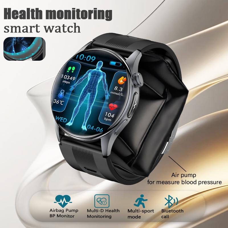 Health Smartwatch with Air-Pump Accurate Blood Pressure & ECG ...