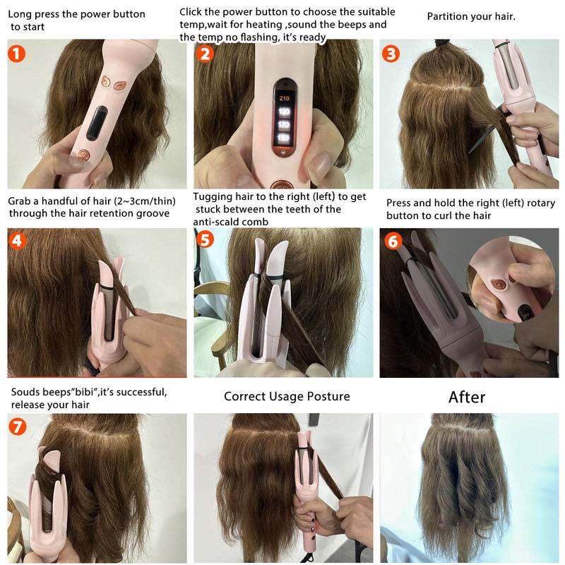 Automatic Negative Ion Hair Curler - 28mm, 4 Temperature Modes ...