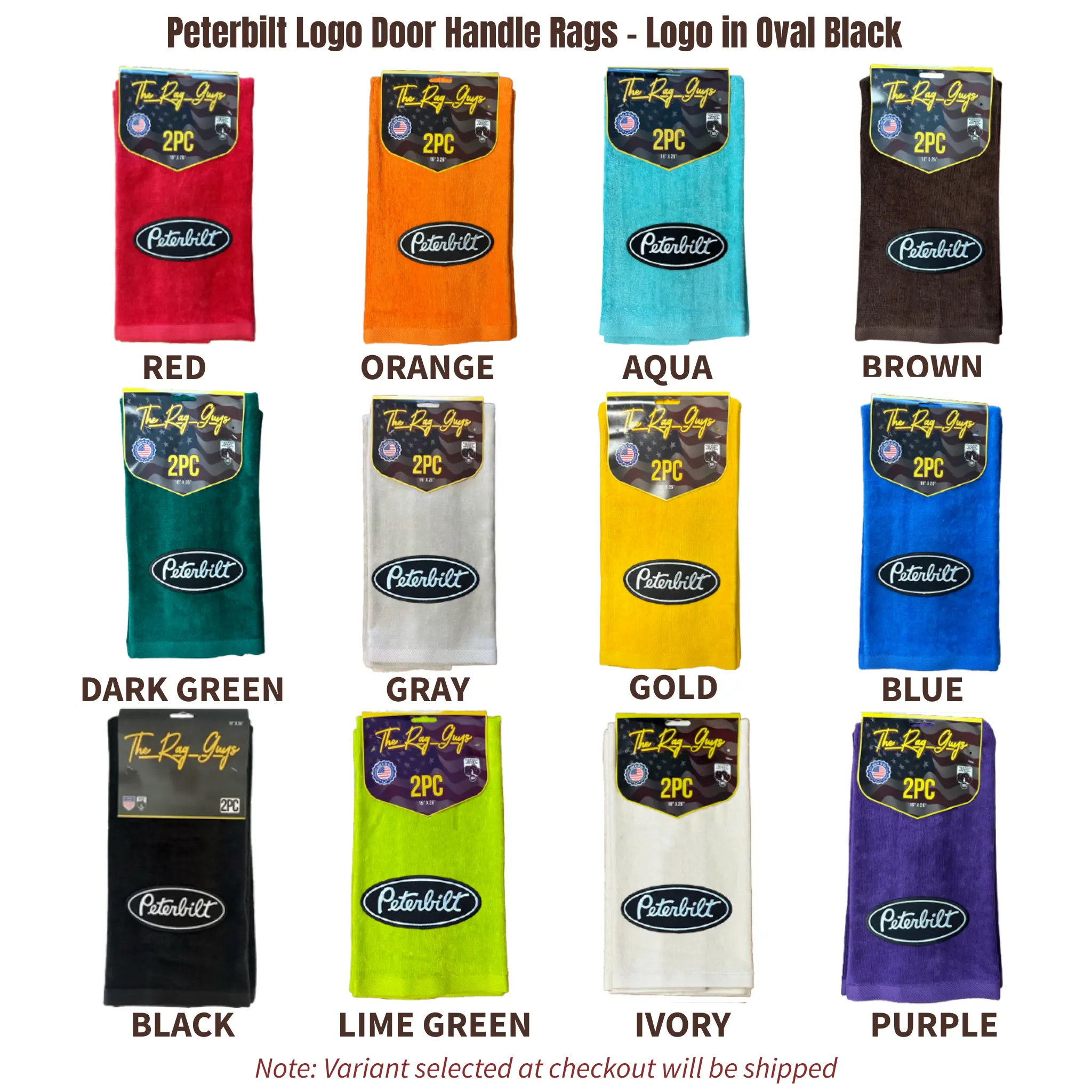 The Rag Guys Peterbilt Door Handle Rag 2PC 16"x26" Cotton Microfiber ...