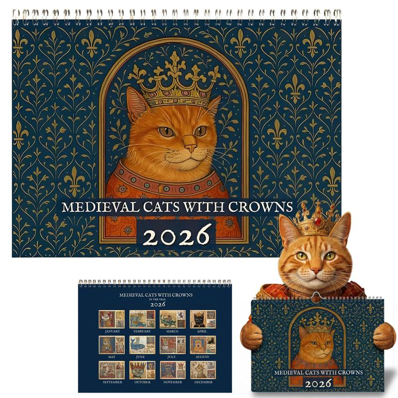 Medieval Cats with Crowns Calendar 2026, Medieval Cat Calendar 2026 ...