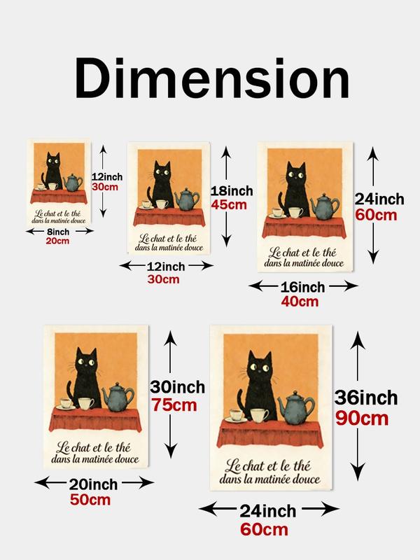 Black Cat Tea Time Wall Art "Le chat et le thé" Print 2026 Edition Cat ...