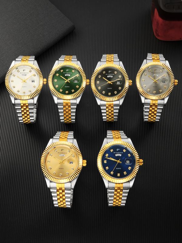 RICECGO Men's luxury Quartz Analog watch, featuring a stainless ...