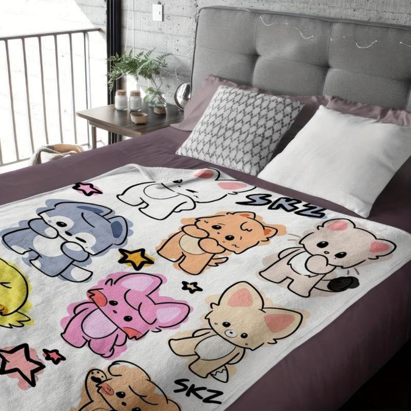 Soft Funny Throw Blanket Cozy Flannel K-POP Idol - Cartoon Design ...