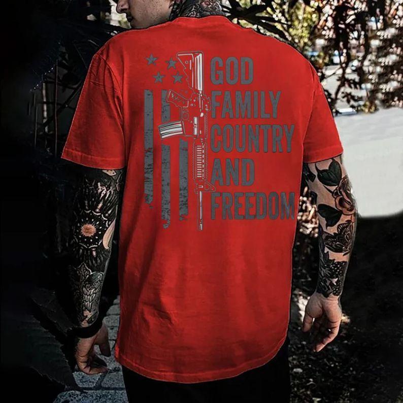 God Family Country Freedom 2Nd Amendment Pro Gun Ar15 Men's Shirt ...