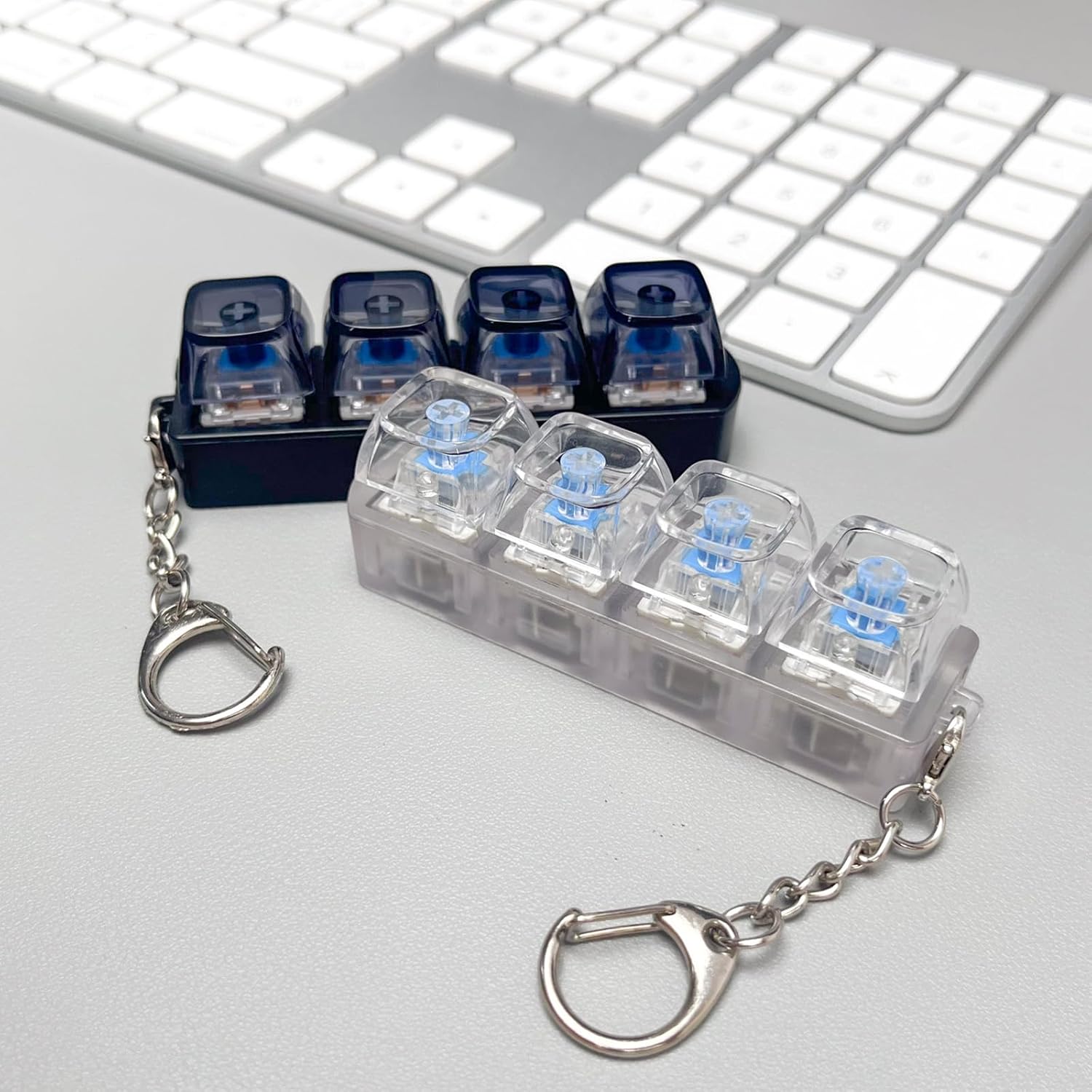 Stress Relief Keyboard - Purple 4 Keys Mechanical Keychain with LED ...