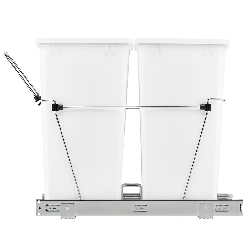 Rev-A-Shelf Double Pull Out Trash Can 35 Qt for Kitchen, White, RV-18KD ...