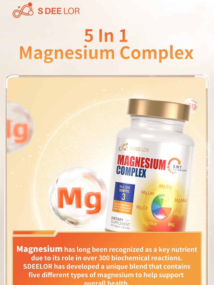 Magic capsule for deep sleep and happy moods, 5 In 1 Magnesium Complex ...