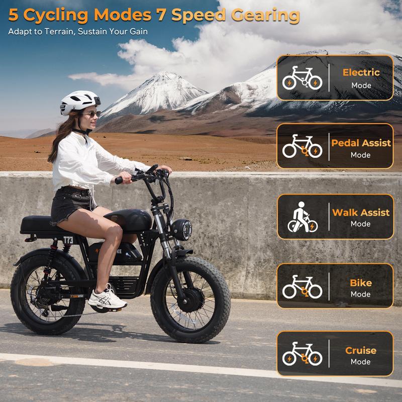 T73 Pro Max Moped Style Electric Bike,3000W Dual Motor,37.5Mph Max ...