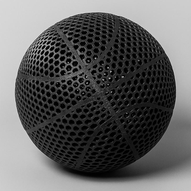 3D Printed Airless Basketball 29.5" Modern Look Quiet Play Black 3D ...