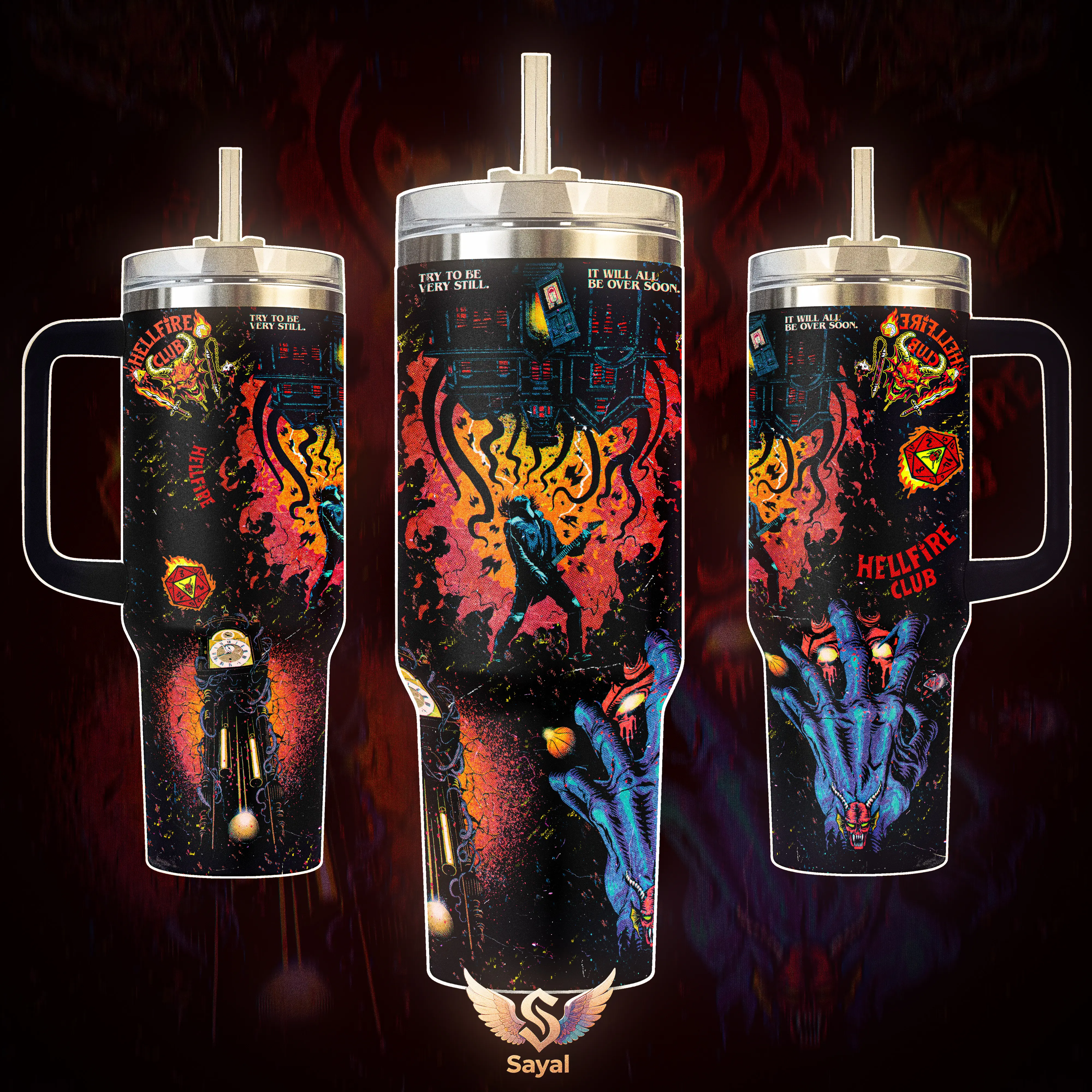 Hellfire Club StrangerThings Vecna D20 Art Sayal 40 oz Thermal Vacuum ...