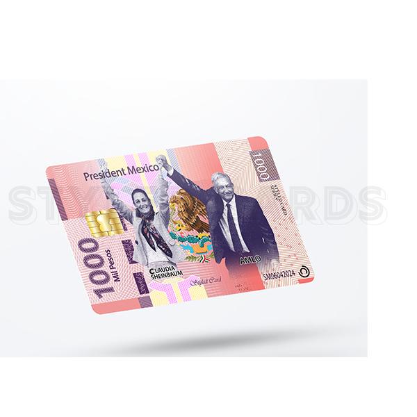 1000 pesos of claudia y amlo credit card skin/sticker - TikTok Shop