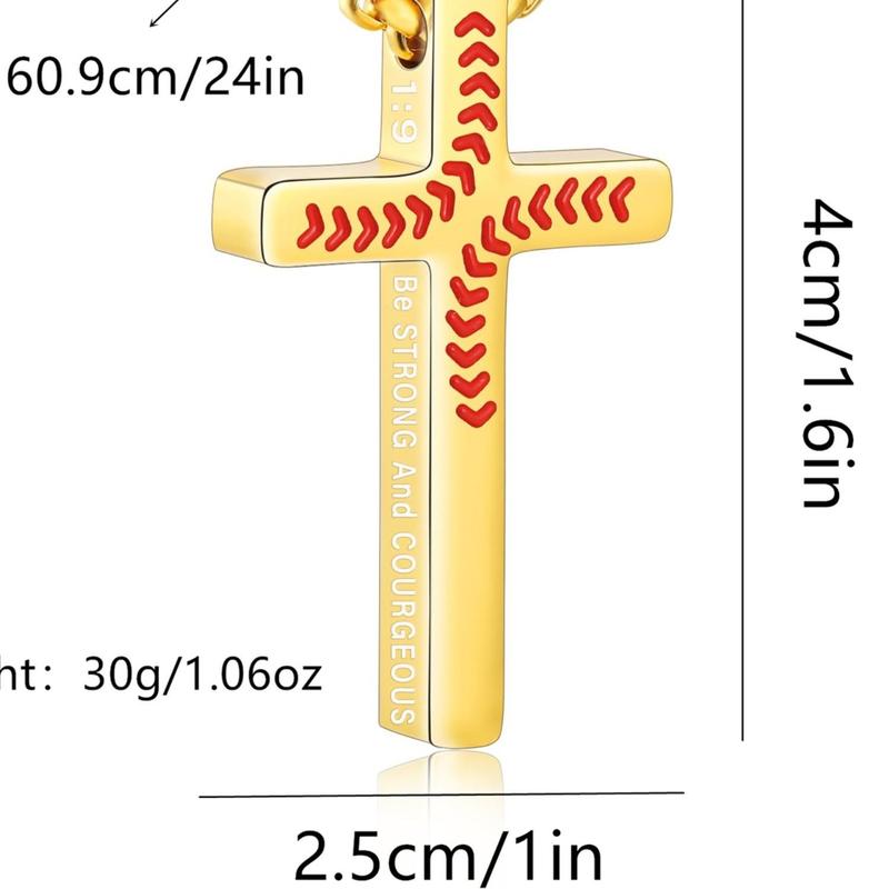 Baseball Bible Verse Boy Cross Necklace, Stainless Steel Cross Pendant ...