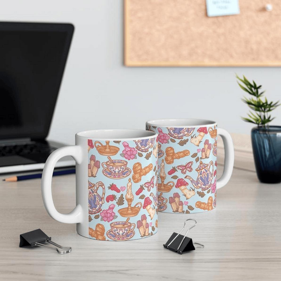 Cottage Core Coffee Mug – Whimsical Cottagecore Tea Party Ceramic Mug ...