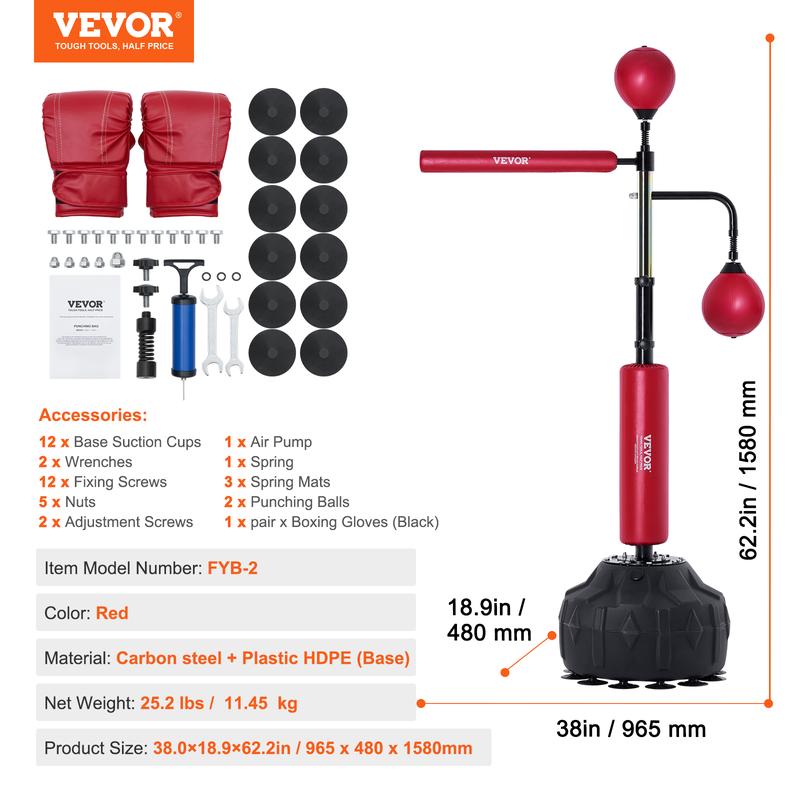 VEVOR Boxing Speed Trainer, , Punching Bag with Stand, Reflex Boxing ...
