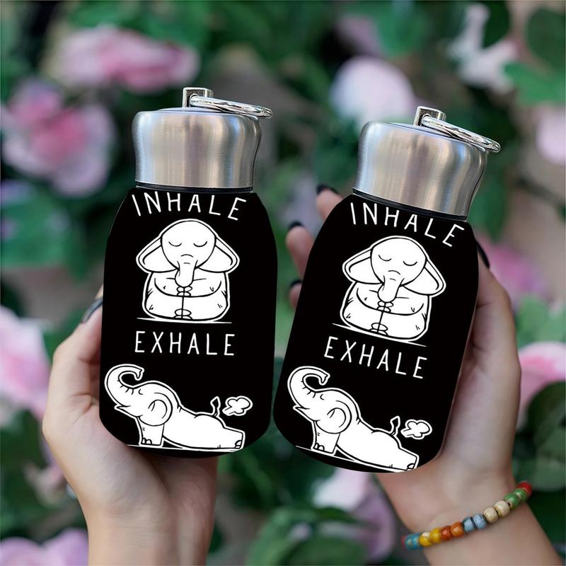 1PC 10.5 oz black cup with elephant meditation design and INHALE EXHALE ...