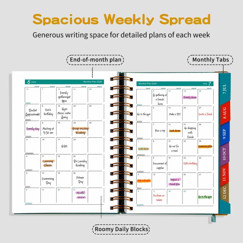 2026 Planner, Hardcover Calendar Planner Weekly and Monthly, Jan 2026 ...