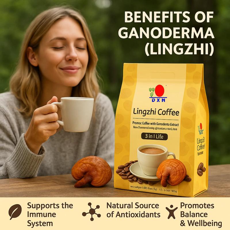 Lingzhi Coffee 3 in 1 Lite, 20 Pack Ganoderma Coffee, Instant Beverage