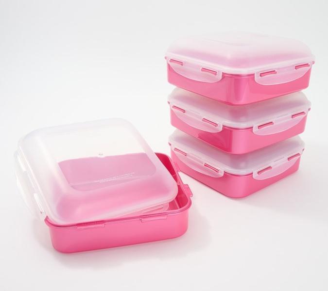 LocknLock Set of 4 Square Storage Containers with Dome Lids